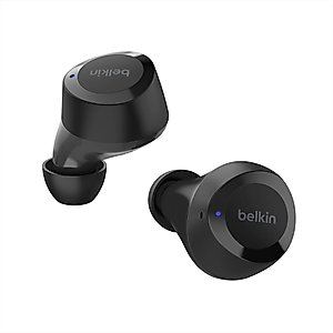 Belkin SOUNDFORM Bolt, True Wireless Earbuds, Wireless Charging, IPX5 Sweat and Water Resistant, USB-C, Up to 28 Hours of Battery Life, iPhone, Galaxy, Pixel and More - Black