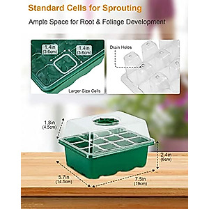 DOMMIA Seed Starter Tray, Reusable Seed Starter Kit with Adjustable Humidity Dome, Transparent Vegetable Propagator Trays, Space-Saving Mini Agriculture Plant Germination Equipment for Seeds Growing