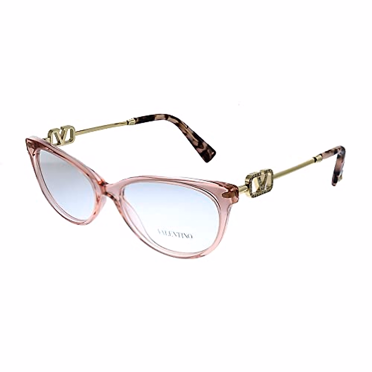 Valentino VA 3051 5155 Transparent Pink Plastic Cat-Eye Eyeglasses 52mm