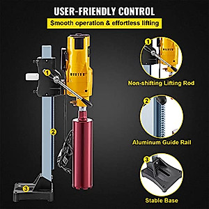 Happybuy 8 Inch/205MM Diamond Core Drilling Machine 3980W Diamond Core Drill Rig with Stand and Drill Bits,Wet Dry Core Drill Rig for Diamond Concrete Drilling Boring (Drill Bit Diameter: 4.25"/108MM)