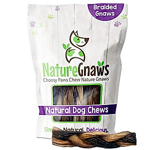 Nature Gnaws Braided Gnaws for Dogs - Premium Natural Beef Dog Chew Treats - Combo of Bully Sticks, Gullet Jerky and Tripe Twists - Rawhide Free