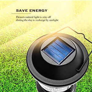 Landia Home Solar Pathway Lantern - Outdoor Decorative 2 in 1 Path Light or Hanging Lantern with Large Crackle Glass Housing, 2-Pack