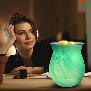 MeplLivs Electric Wax Warmer Art Glass Scented Essential Oil Warmer Tart Burner for Wax Melts Fragrance Candle Night Light Lamp for Gifts & Decor, Home, Office, Bedroom, Living Room. (04)