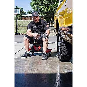 Adam's Polishes Detailing Seat, Mobile Rolling Utility Creeper Seat or Chair for Mechanics & Detailers, Organizer,Extra Storage Trays for Tools During Garage DIY Home Car Wash Wax Polishing Projects