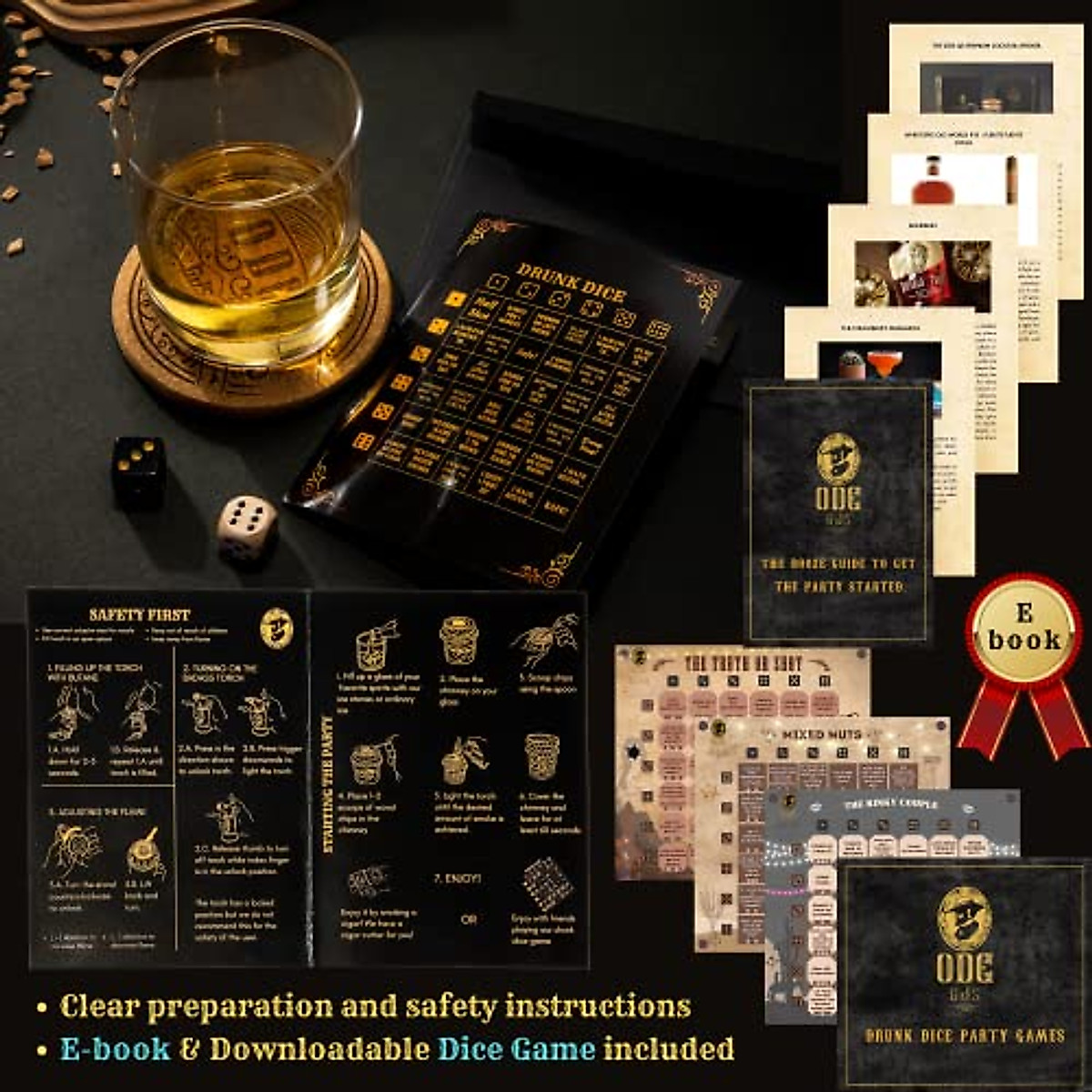 OdeGjs Premium Cocktail Smoker Kit - Includes 4 Wood Chips for Bourbon and Whiskey plus Drink Smoker Accessories Unique Gifts for Men and Women on all Occasions Including Torch No Butane