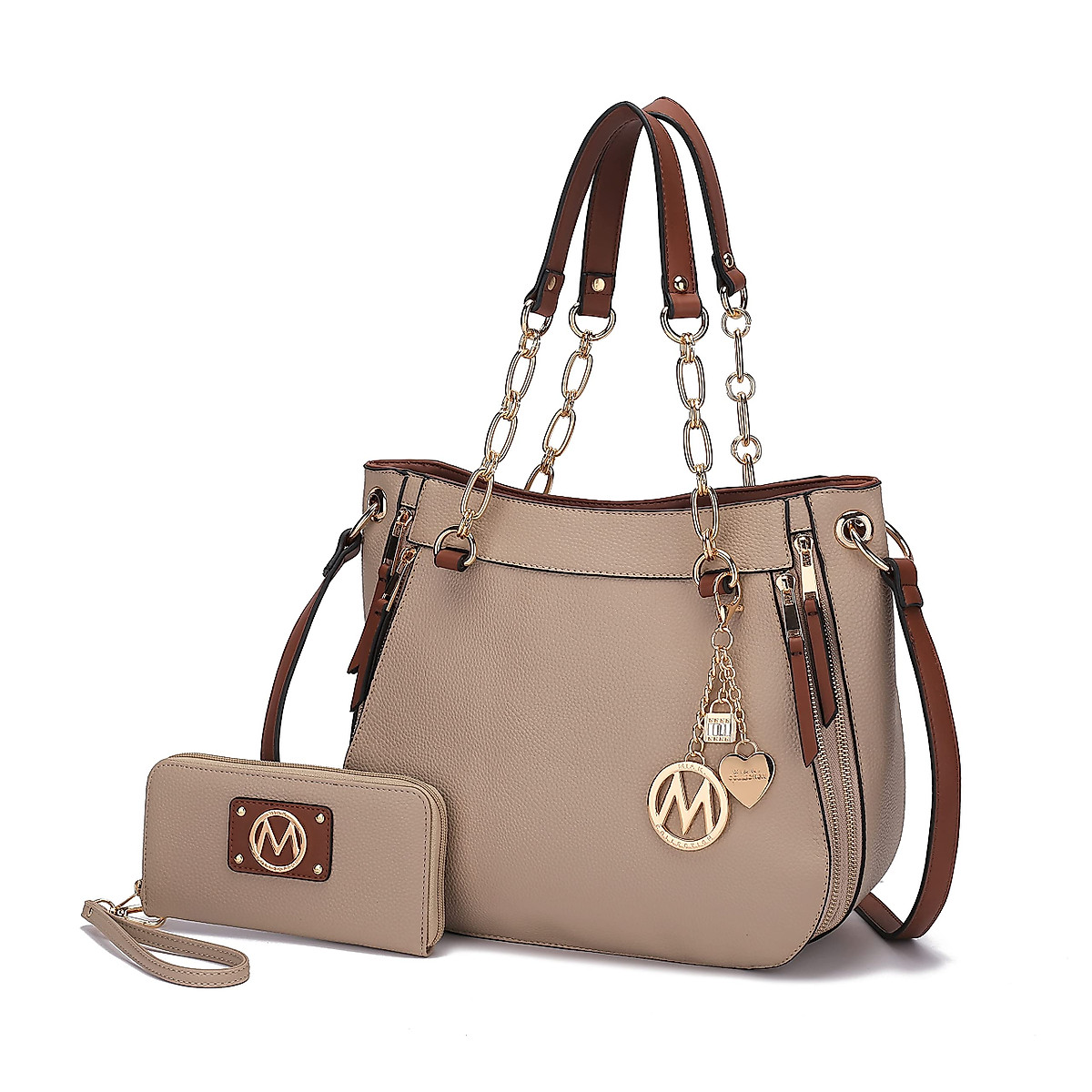 MKF Collection Tote Handbag with Wristlet Wallet, Vegan Leather Crossover Women’s Shoulder bag Purse