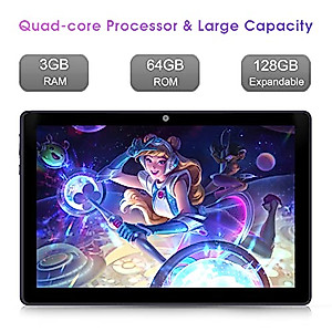 Tablet 10 inch Android Tablets丨WeTap Android 12 Tablet, 3GB RAM 64GB ROM, 2MP+8MP Camera, 1280x800 IPS Google Tablets, Quad-Core Processor Tablets, Wi-Fi Bluetooth 5000mAh Long Lasting Battery Silver