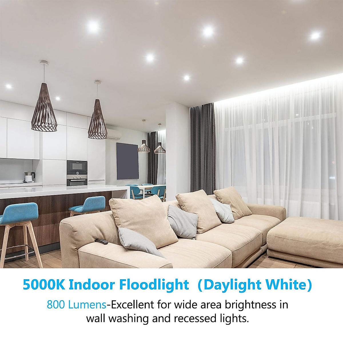 dalattin 12 Pack BR30 LED Bulbs 65W Equivalent, Dimmable Indoor Flood Lights 5000K Daylight White, 9W, 800 Lumens, E26 Base, LED Recessed Light Bulb for Living Room, Bedroom, Bathroom, Kitchen