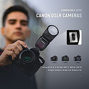 NEEWER Z1-C TTL Round Head Speedlite Flash Kit Compatible with Canon, 76Ws 2.4G 1/8000s HSS Flash with Modeling Lamp, Two 2600mAh Lithium Battery and USB Charger, 480 Full Power Shots, 1.5s Recycling