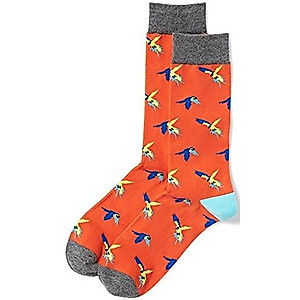 Mens Cotton Blend Novelty Crew Socks (Parrots)