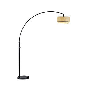 Artiva USA Elena II Double Shade LED Arched Floor lamp with Marble Base & Dimmer, 82''