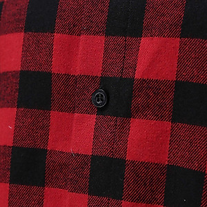 Burband Mens Fashion Short Sleeve Flannel Shirts Slim Fit Causal Button Down Plaid Designer Shirts Camisas de Hombre Red