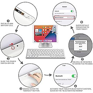 OMOTON Ultra-Slim Bluetooth Keyboard for iPad 10.2(9th/ 8th/ 7th Generation)/ 9.7, iPad Air 4th Generation, iPad Pro 11/12.9, iPad Mini, and More Bluetooth Enabled Devices, White