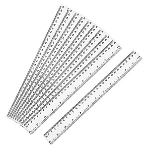 Hapeper 12 Inch Clear Plastic Straight Ruler Measuring Tool for Student School Office (10 Pack)