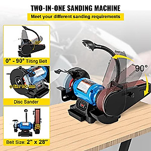Happybuy 2 IN 1 2inch Belt Grinder for Knife Making 6inch 3450rpm per min Belt and Disc Bench Sander 90 Degree Belt Holder with Sturdy Base and LED Working Lamp