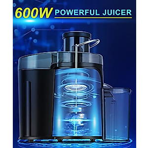 Juicer Machine 600W Juicer with 3 Inch Wide Mouth 2 Speed Setting, Centrifugal Juicer for Fruit, Vegetables Juice Extractor Easy to Clean