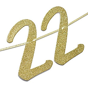 Feeling 22 Glitter Banner , 22nd Birthday Banner, 22nd Birthday Decor (Gold)