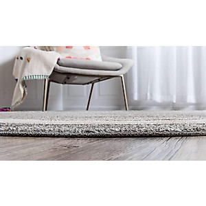 Unique Loom Del Mar Collection Area Rug - Maria (6' 1" Round, Gray/ Ivory)