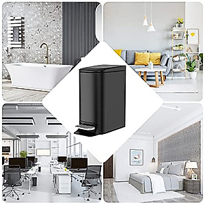 BETHEBEST 6 Liter/1.6 Gallon Bathroom Trash Can with Soft Close Lid, Small Step Trash Can with Removeble Wastebasket,Stainless Steel Garbage Can for Bathroom,Bedroom,Office (Black)