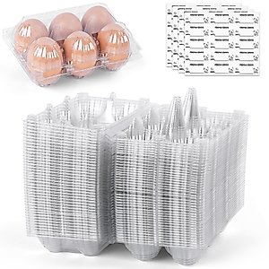 HANSGO Clear Egg Cartons Bulk, Half Dozen Eggs Storage Containers for Home Ranch Chicken Farm Market Display, 60 PCS