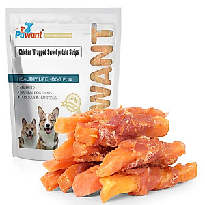 Pawant Dog Treats Chicken Wrapped Sweet Potato Dog Treats, Puppy Training Snacks, Rawhide Free Treats 0.5lb/227g