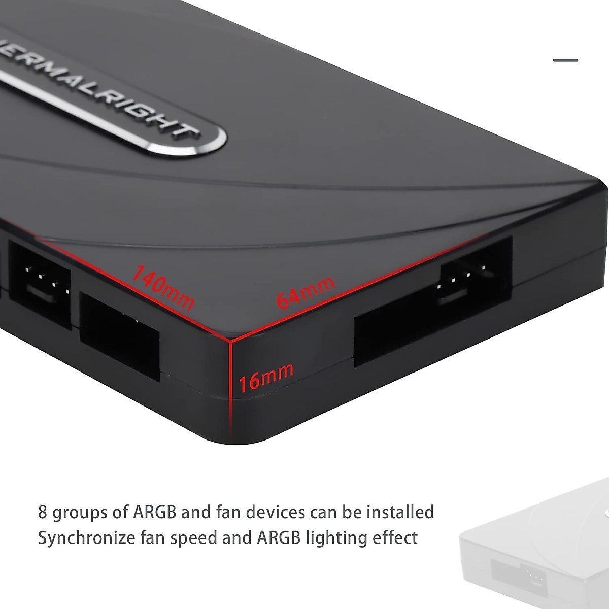 Thermalright ARGB Fan HUB Controller Support 8 Groups of Fans, 8-Port 4 Pin PC Fan Controller, 5V-3Pin ARGB Fan Hub, Strong Paste+Magnetic Suction (12V 4-pin RGB is not Supported)