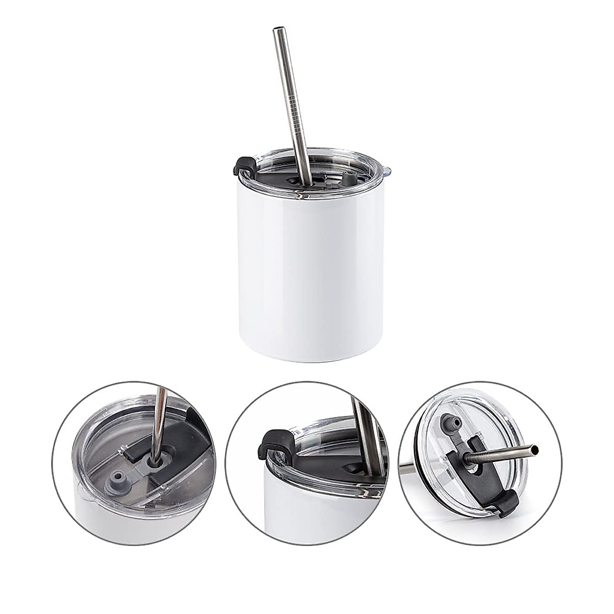 PYD Life Sublimation Blank Tumbler White 10 OZ Stainless Steel Tumbler with Straw and Lid Sublimation Coffee Cups Mugs for Cricut Mug Press Sublimation Print 4 Pack