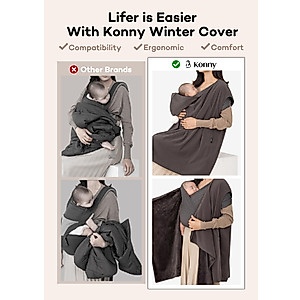 Konny Baby Carrier Winter Cover, Maternity Baby Carrier Hoodie, Women's Fleece Jacket, Maternity Coat, Nursing Hoodie Vest (Charcoal, Free Size)