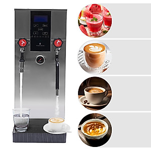 12L Steam Water Boiling Machine, Commercial Milk Foam Maker Espresso Coffee Maker Cafe Commercial Steam Water Boiling Machine for Espresso Coffee Tea Coffee Shop Dessert Shop Hotel Milk, 2200W