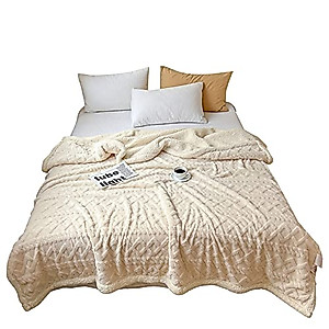 Sherpa Fleece Throw Blanket-3D Stylish Design, Super Soft,Fluffy,Warm,Cozy,Plush,Fuzzy for Couch Sofa Living Room Bed-All Season Accessories(Beige, 60x80)