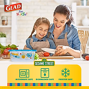 GladWare - Multi Pack - 9ct - Sesame Street Food Storage Containers with Lids | Mixed Sizes Kids Food Containers with Sesame Street Designs, 18 Pc Set | Elmo, Big Bird, Cookie Monster Food Containers