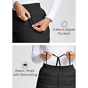 BALEAF Women's Down Pants Winter Ultralight Water Resistance Ski Snow Puffer Pants Packable Warm Trousers Black Medium