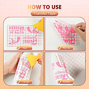 YRYM HT Clear Vinyl Transfer Paper Tape Roll-12 x 50 FT w/Alignment Grid Application Tape for Silhouette Cameo, Cricut Adhesive Vinyl for Decals,Signs, Windows, Stickers