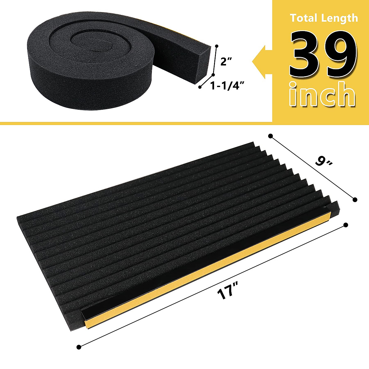 Powrocket Window Air Conditioner Foam Insulated Panels, 17" H x 9" W x 7/8" T Window AC Side Panel Kit with Air Conditioner Foam Insulating Strip,3.2 Ft x 1 Roll