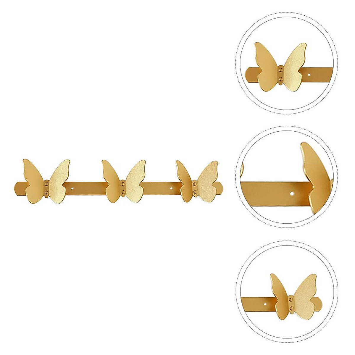 Bathroom Towel Hooks Gold Butterfly Coat Hooks Coat Rack Wall Mount with 3 Hooks Butterfly Design Aluminum Alloy Key Holder Bags Robe Hat Hangers for Home Decor Towel Hook