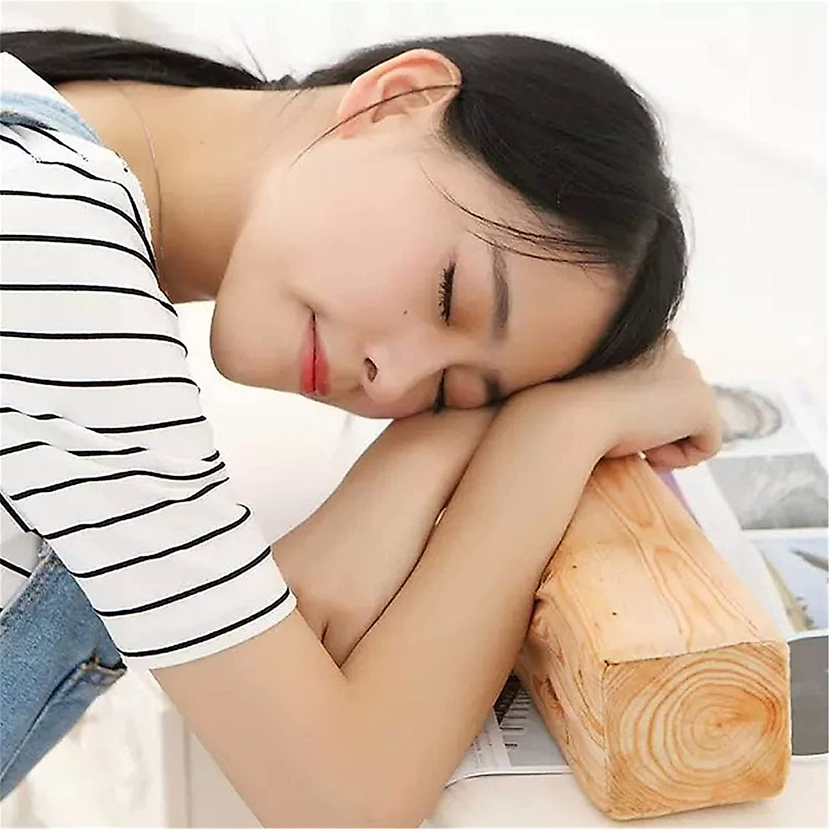 LANFIRE 3D Tree Wood Slice Memory Foam Soft Throw Cushion Log Pillow Doll Chair Seat Pad for Home Office Gingko Tree Fruit Cushion Sofa Foam Pillow (Brown)