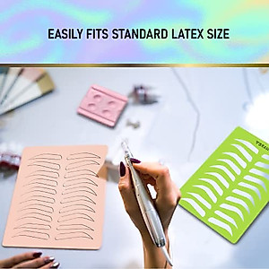 BRAWNA [ Upgraded Version ] Eyebrow Practice Stencil with Microblading Practice Skin | Microblading Template for Eyebrow Tattoo | Microblading Training Supplies | PMU Kit | 10 brow Shapes