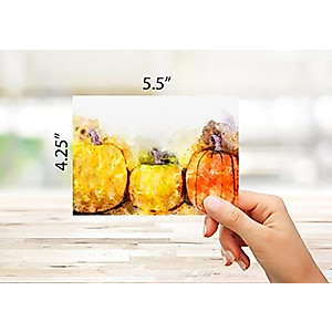 Watercolor Autumn Blank Note Cards - Blank Greeting Cards - 6 Fall Designs - Includes Card and Envelopes - 5.5"X4.25" (12 Pack)