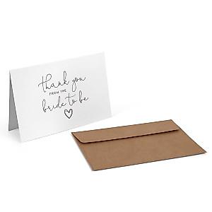 All Ewired Up Thank You From The Bride To Be Heart Cards with Kraft Envelopes, Box of 30, Folded, Tented, Bulk, Wedding, Bridal Shower, Bachelorette Party, Hen's Night, Rehearsal Dinner