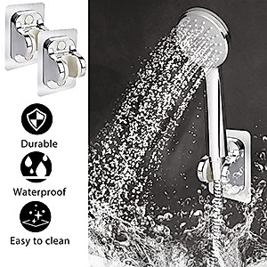 WXJ13 2 Pieces Strong Adhesive Shower Head Holder,No Drilling Wall Mounted Shower Bracket