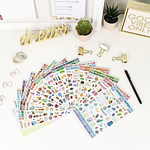 bloom daily planners Monthly Celebrations Planner Stickers for Calendar Decorating, Planning, Scrapbooking - Holiday, Seasonal, & General Events (14 Sheets, 1,100+ Stickers per Pack)
