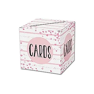 Buildinest Pink Heart Card Box - Pink Heart Gift Cards Box Holder, Party Favor, Decorations, Wedding, Bridal And Baby Showers, Birthdays, Graduations Gift Box – 1 Set(fx02)