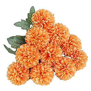 AILANDA Artificial Flowers Chrysanthemum Ball 8PCS Milk White Silk Artificial Hydrangea Bridesmaid Bouquets for Wedding Greenery Centerpieces Home Garden Party Decoration