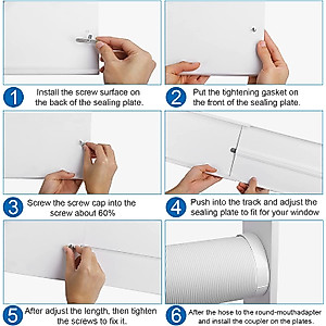 VARWANEO Portable Air Condition Window Seal Kit with 5.1in Coupler, 4pcs Adjustable Length Panel from 17in to 61 in,Portable AC Vent Kit Sliding Door air Conditioner kit