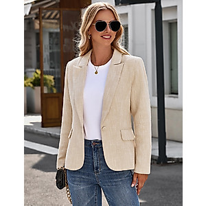 luvamia Tweed Blazers for Women Business Casual Dressy Blazer Jacket Blazers for Women Business Casual Women Blazers for Work Professional Work Clothes for Women Beige Size Small Fits Size 4 / Size 6