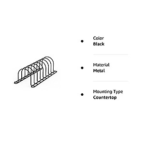 JAQ Pot Lid Rack Organizer, 13.5'' Kitchenware Dividers Holder for Plates, Pans, Cutting Boards, Muffin Tins, Baking Sheets in Cabinets Shelf Countertop Pantry ( Black, 8-Slot)