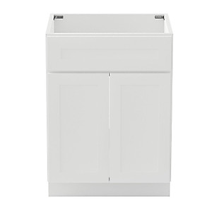KitchenMan Bathroom Vanity Without Sink and Top 24 Inch Unassembled Bathroom Sink Cabinet not Include Handles, Double Door Bathroom Vanities for Bedroom, Living Room, Kitchen, White