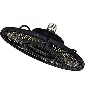 LED Garage Lights, 80W Deformable LED Shop Light 6000K LED Garage Ceiling Lights 9600LM Bright Basement Light Led Workshop Lights for Warehouse, Corridor, Stadium, Garage, Support E26 Standard Base