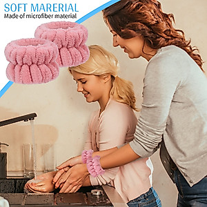 Xieklpwy 4 Pairs Wristbands for Washing Face, Microfiber Wrist Spa Washband Wrist Towels for Washing Face, Wrist Sweatband for Women Girls Prevent Liquid from Spilling (Color A)