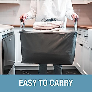 CleverMade Collapsible Fabric Laundry Basket - Foldable Pop Up Storage Bin - Space Saving Hamper with Carry Handles Large, Charcoal/Grey, 2 Pack